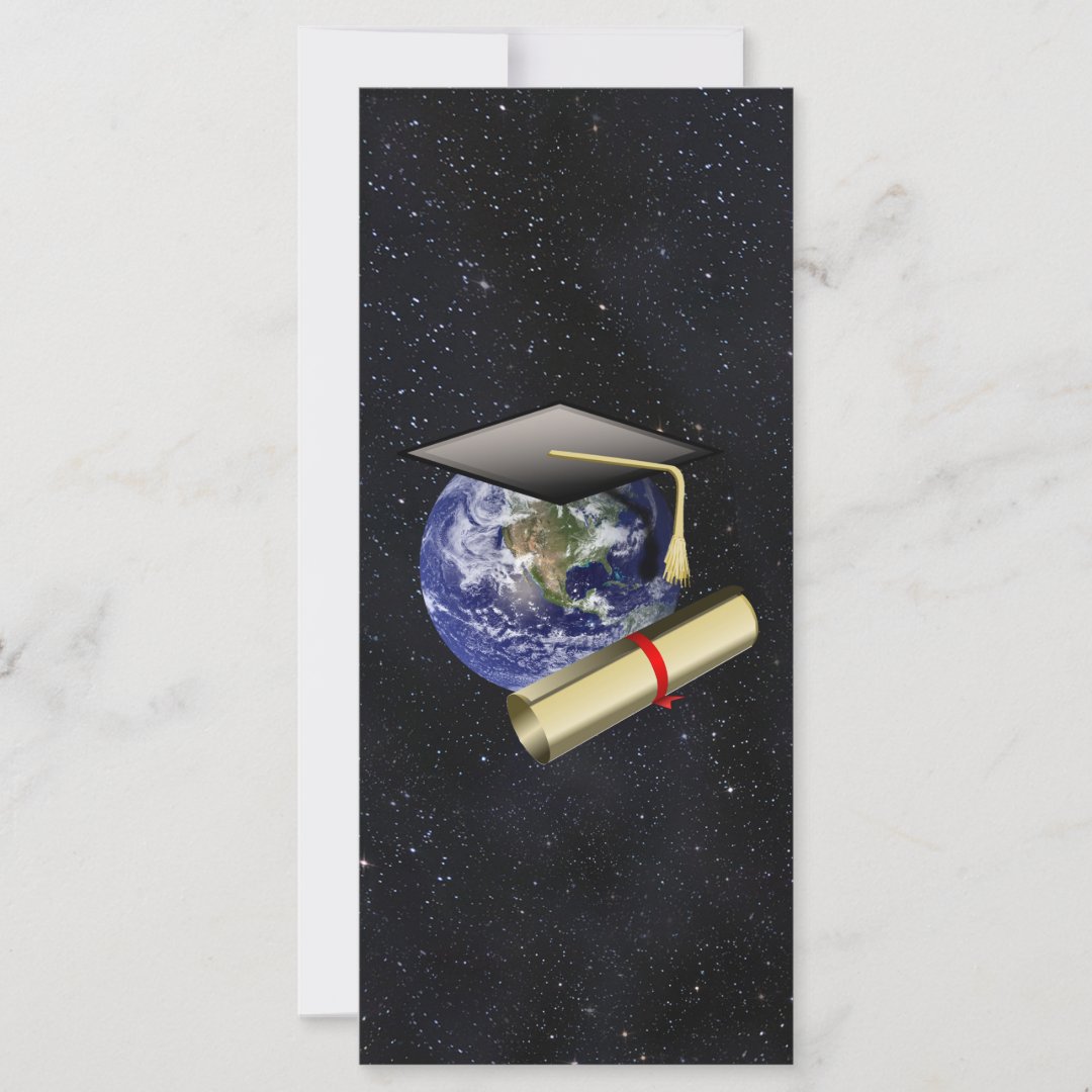 Graduation Cap, Earth w/diploma - Star Background | Zazzle