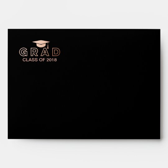 Graduation Cap Faux Foil Rose Gold Elegant Grad Envelope | Zazzle.com