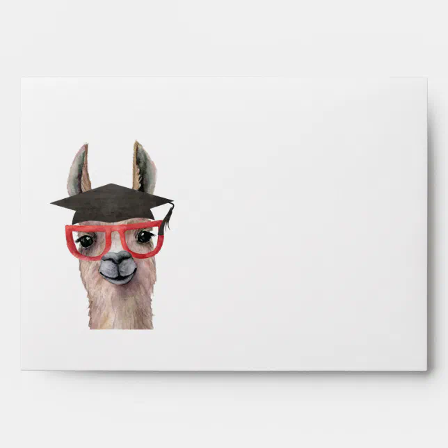 Graduation Cap Funny Llama Photo Announcements Envelope | Zazzle