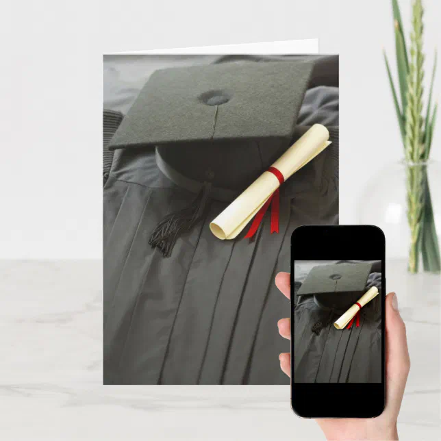 Graduation Cap Gown Diploma Blank Card | Zazzle