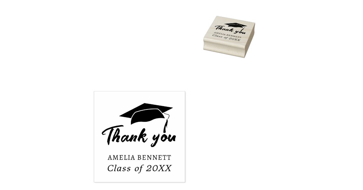 Graduation Cap Graduate Thank you Rubber Stamp | Zazzle
