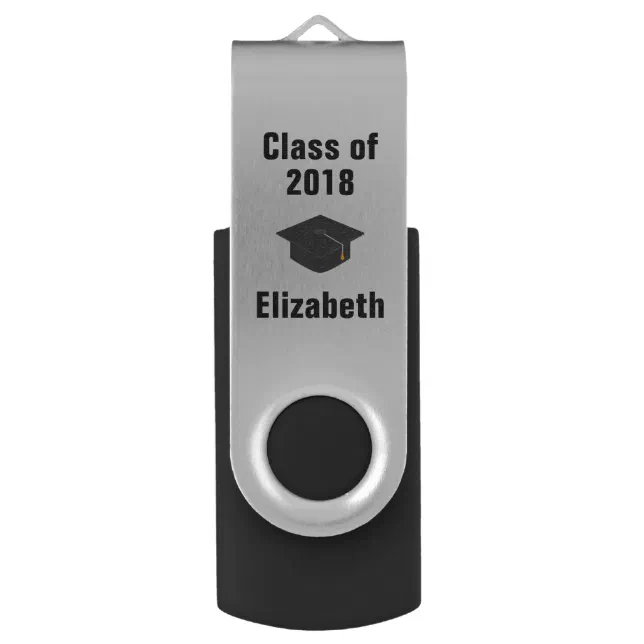 Graduation Cap on Black Class of 20xx Personalized Flash Drive | Zazzle