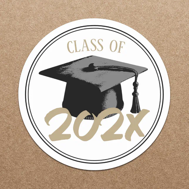 Graduation Cap Plain Class of 2024 Classic Round Sticker | Zazzle