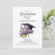 Graduation Cap Purple Floral Photo Graduation Invitation | Zazzle