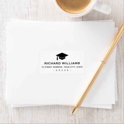 Graduation cap return address label | Zazzle