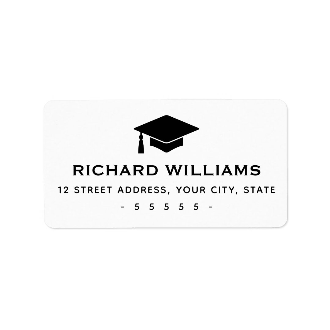 Graduation cap return address label | Zazzle