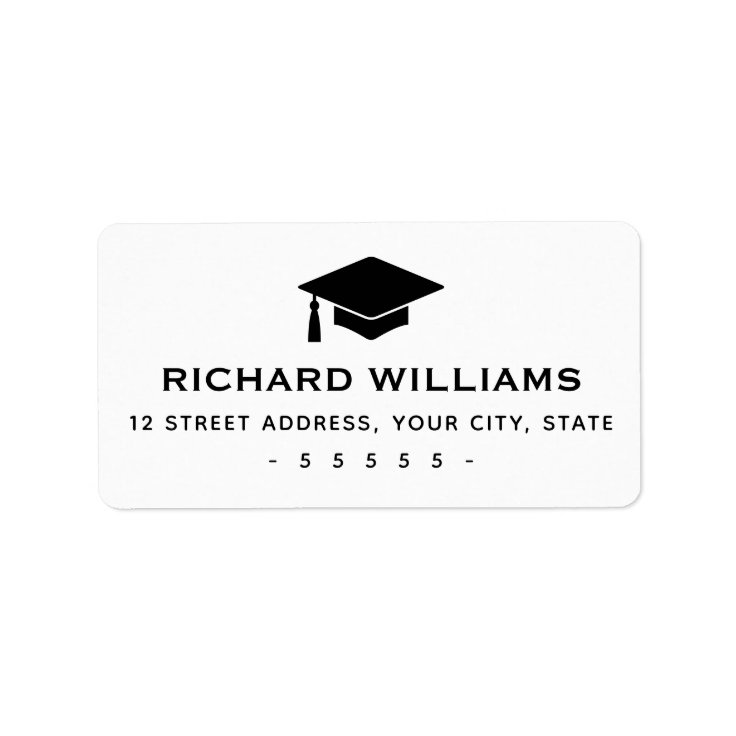 Graduation cap return address label | Zazzle