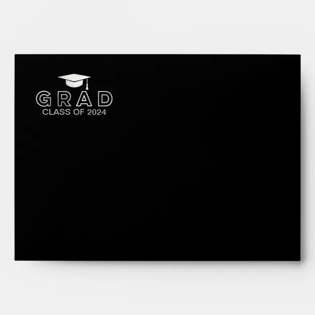 Graduation Cap Silver Foil & Black Elegant Grad Envelope | Zazzle