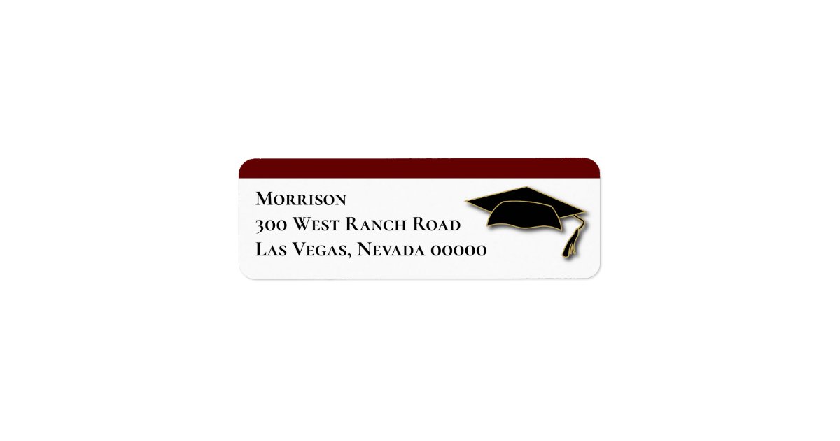 Graduation Cap Simple School Color Red Label | Zazzle