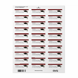 Graduation Cap Simple School Color Red Label | Zazzle