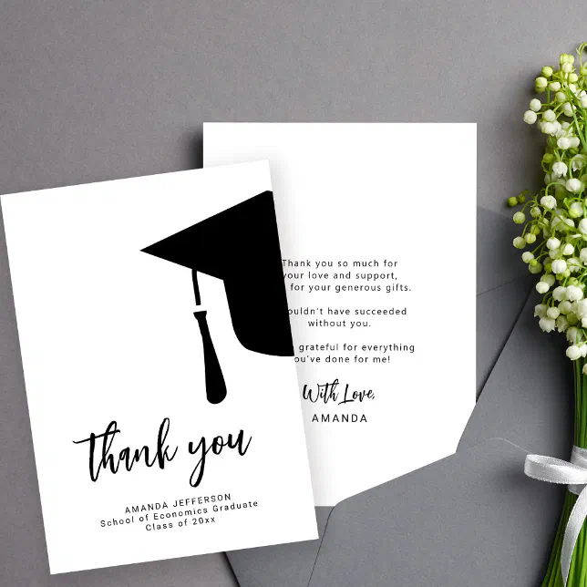 Graduation cap simple script thank you | Zazzle