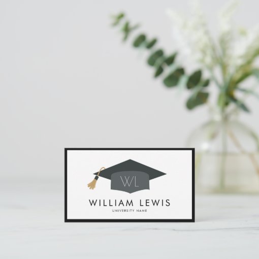 Graduation Cap Student Modern Minimalist QR Code Business Card | Zazzle