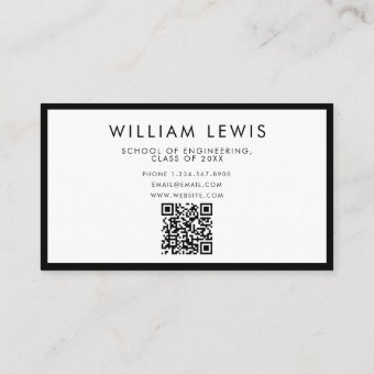 Graduation Cap Student Modern Minimalist QR Code Business Card | Zazzle