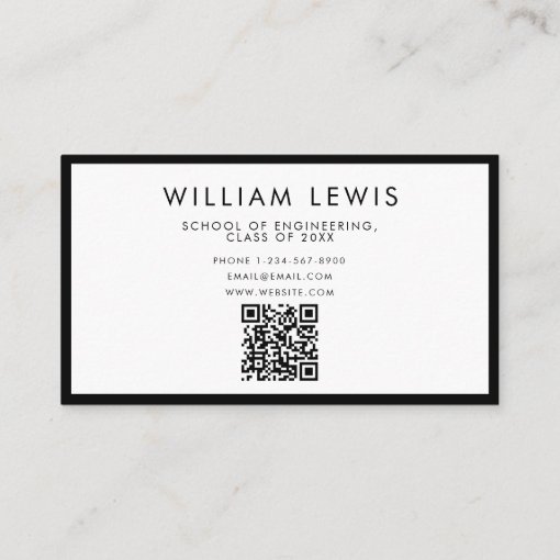 Graduation Cap Student Modern Minimalist QR Code Business Card | Zazzle