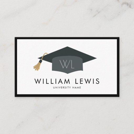 Graduation Cap Student Modern Minimalist QR Code Business Card | Zazzle