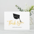Graduation Cap Tassel Typography Faux Gold Thank You Card | Zazzle