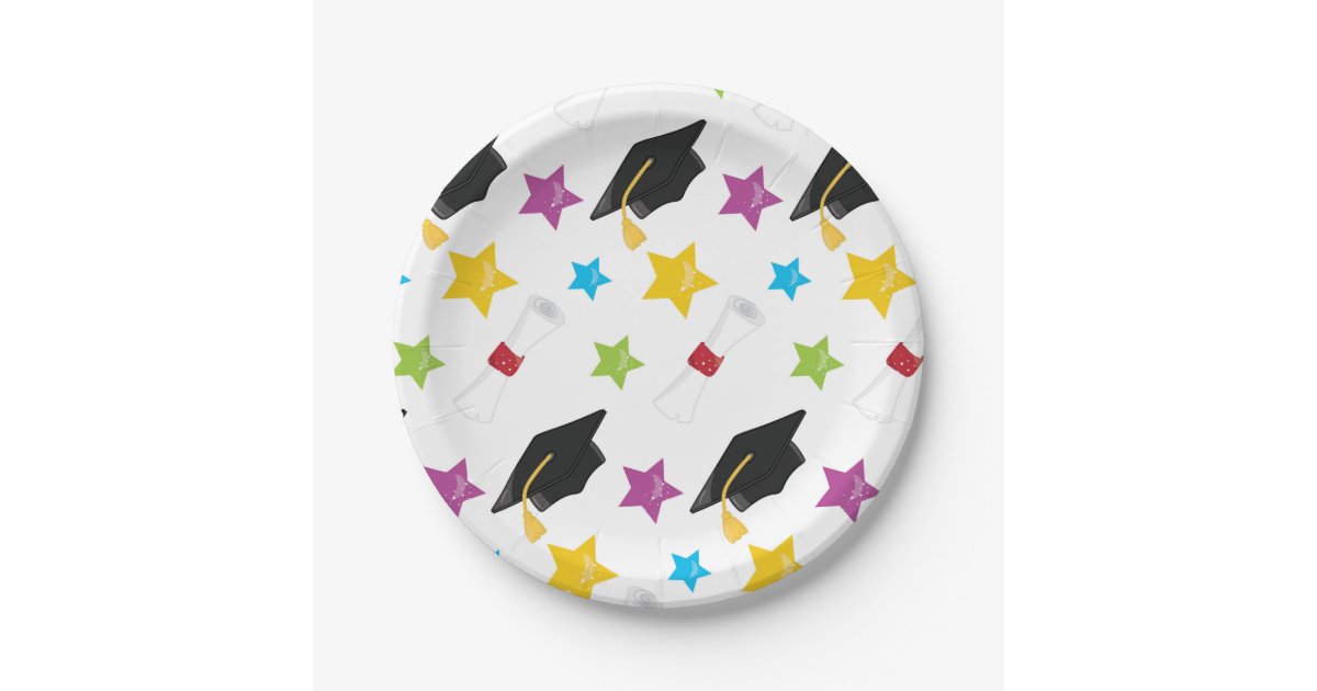 Graduation cap theme paper plates | Zazzle