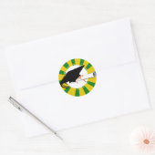 Graduation Cap Tilt w/Diploma - Gold & Green Classic Round Sticker | Zazzle