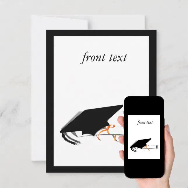 Graduation Cap Tilt With Diploma on Blank Invitation | Zazzle