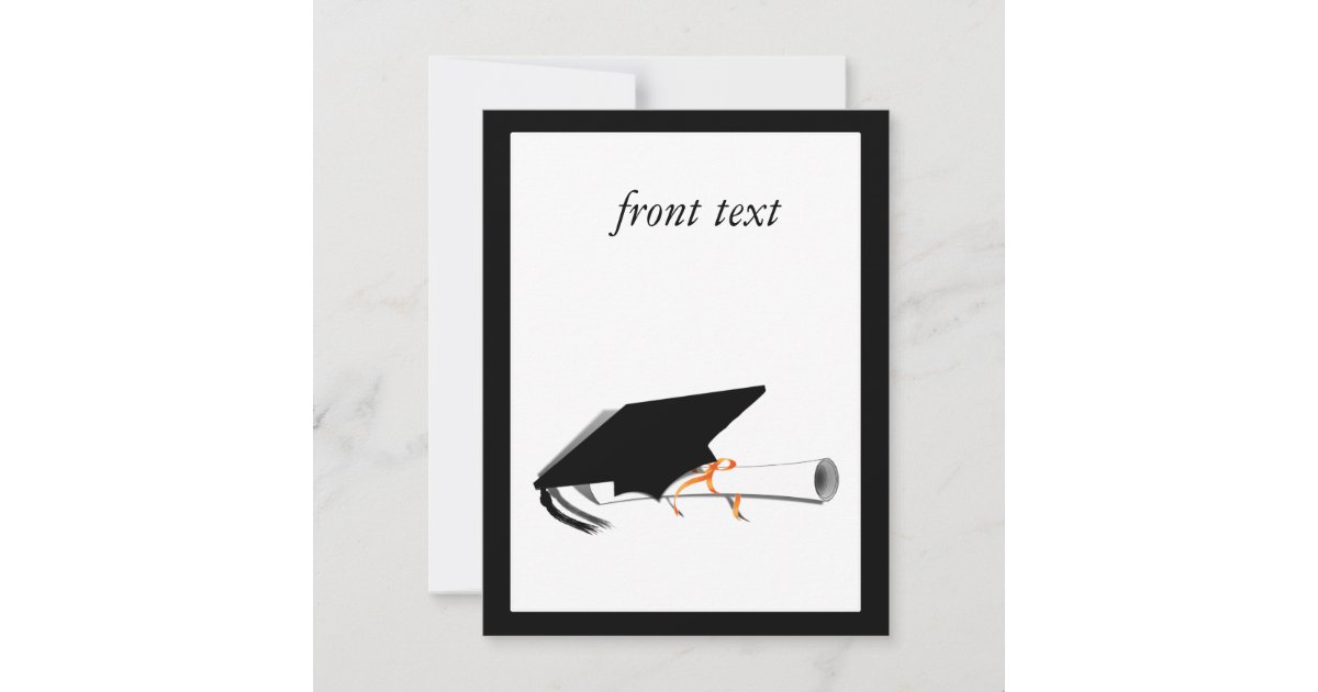 Graduation Cap Tilt With Diploma on Blank Invitation | Zazzle