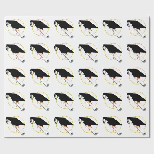 Graduation Cap Tilt With Diploma Wrapping Paper | Zazzle