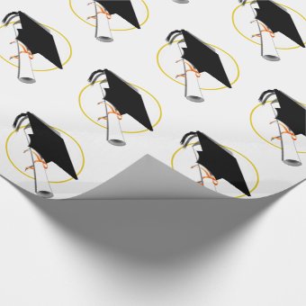Graduation Cap Tilt With Diploma Wrapping Paper | Zazzle