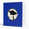 Graduation Cap w/Diploma - Dark Blue Background Binder | Zazzle