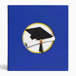 Graduation Cap w/Diploma - Dark Blue Background Binder | Zazzle