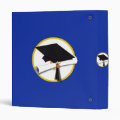 Graduation Cap w/Diploma - Dark Blue Background Binder | Zazzle