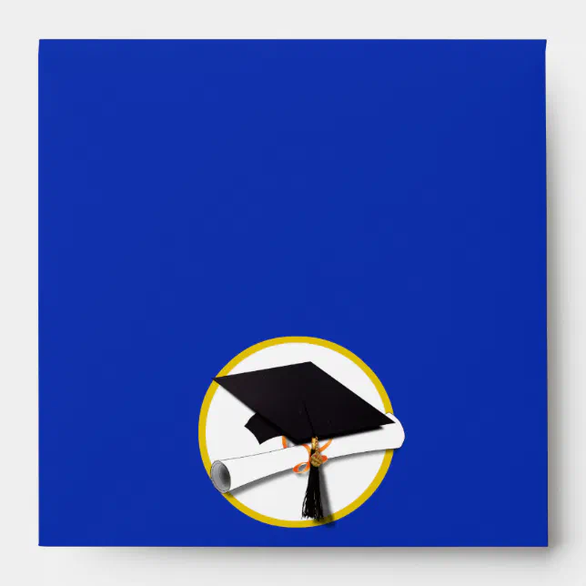 Graduation Cap w/Diploma - Dark Blue Envelope | Zazzle