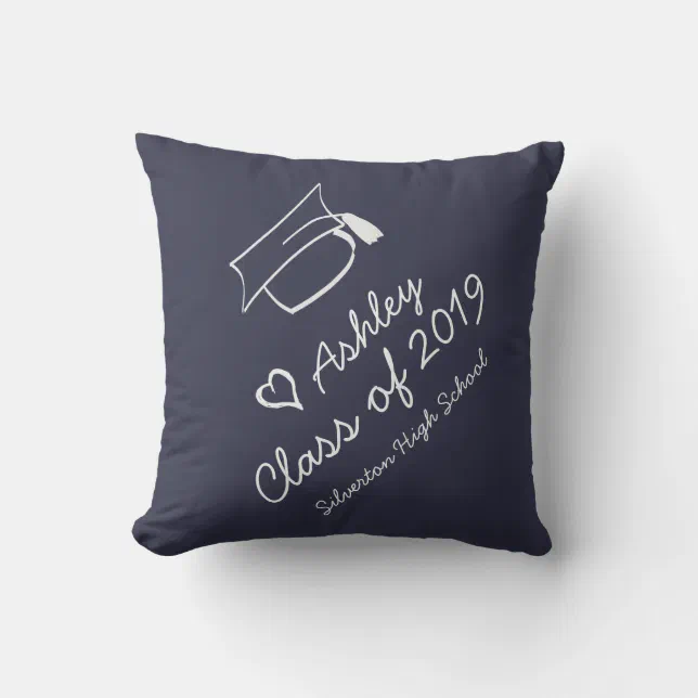 Graduation Cap Year Name School Personalized Throw Pillow | Zazzle