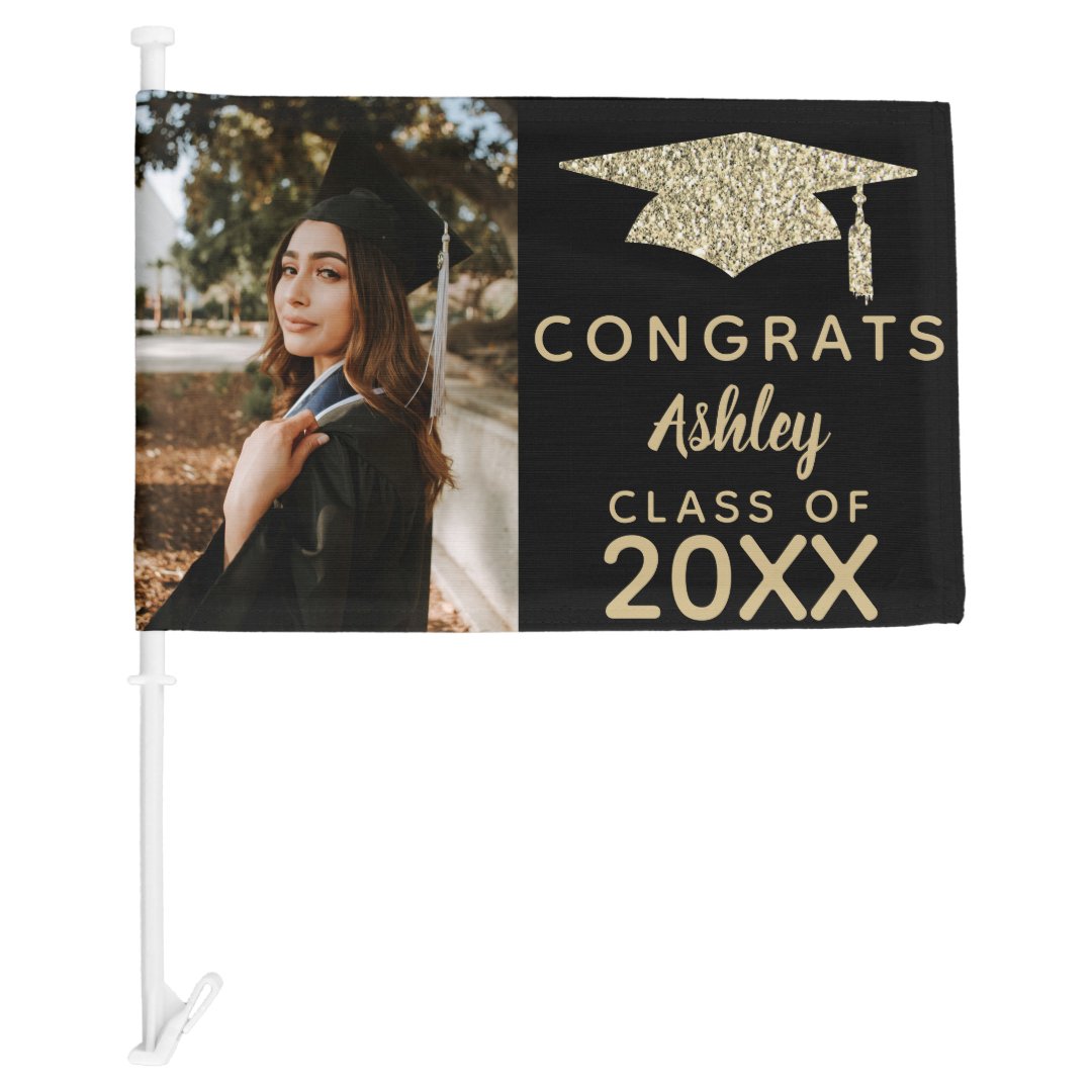 Graduation Car Parade with Photo Car Flag | Zazzle