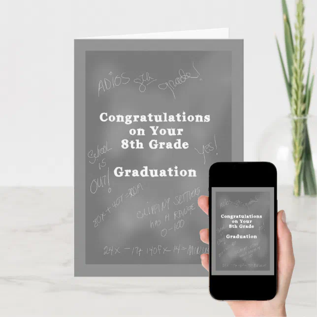 Graduation Card for 8th Grade, Chalk Board | Zazzle