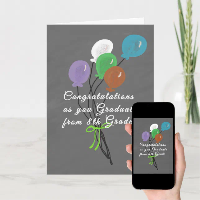 Graduation Card for 8th Grade, Chalkboard Design | Zazzle