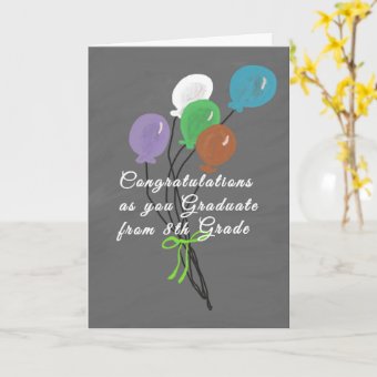 Graduation Card for 8th Grade, Chalkboard Design | Zazzle