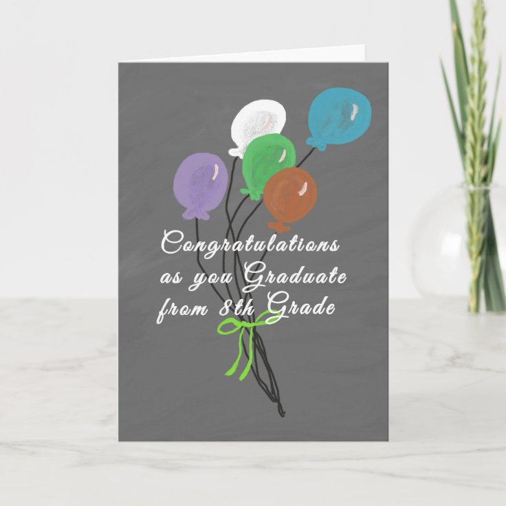 Graduation Card for 8th Grade, Chalkboard Design | Zazzle