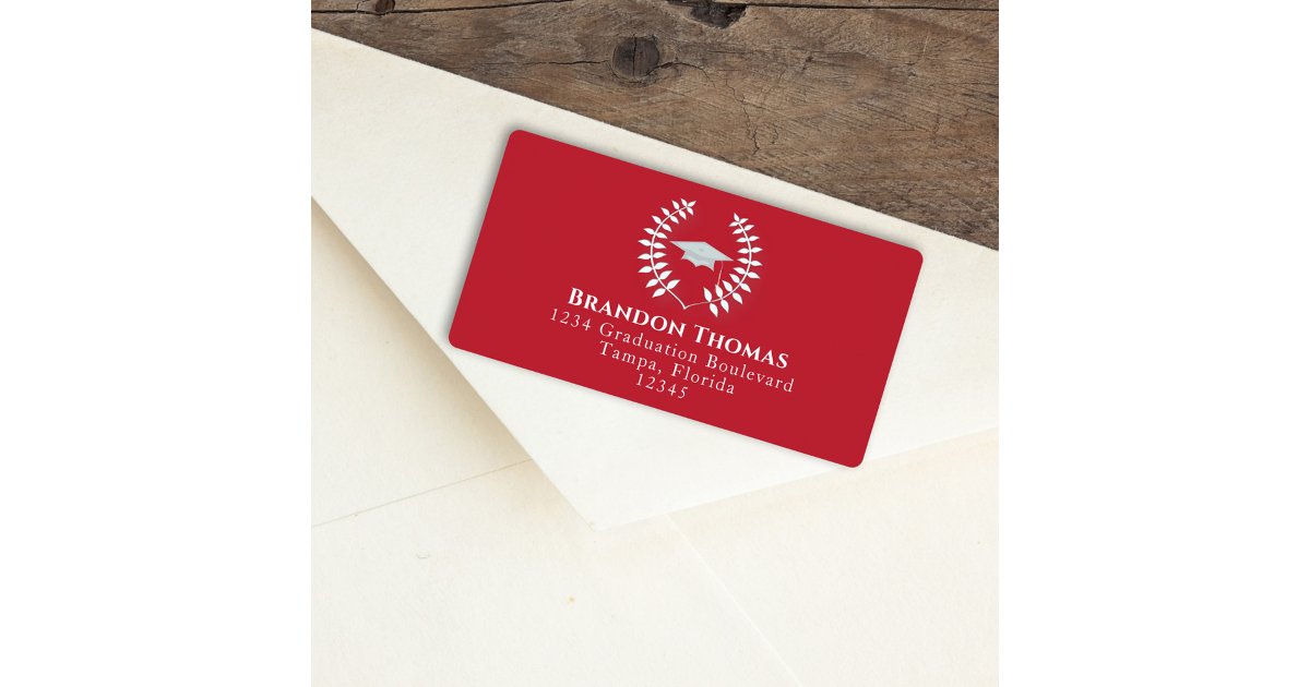 Graduation Cardinal Red Laureate Return Address Label | Zazzle