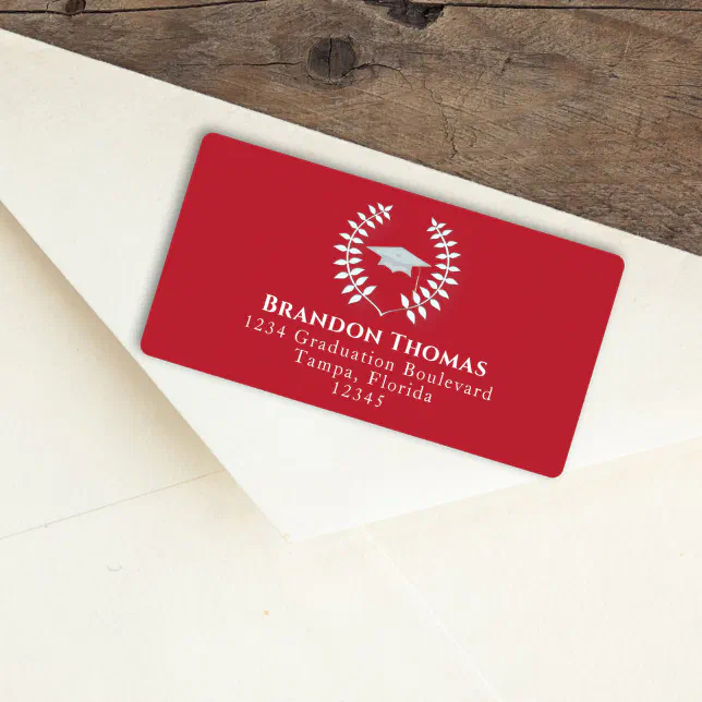 Graduation Cardinal Red Laureate Return Address Label | Zazzle
