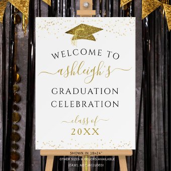 Graduation Celebration Party Gold Glitter Welcome Foam Board | Zazzle