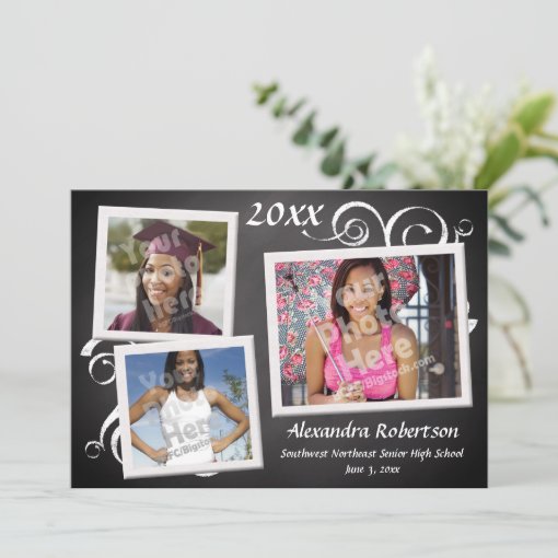 Graduation Chalkboard Photo Frames Invitation | Zazzle