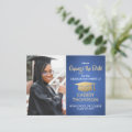 Graduation Change the Date Photo Blue Gold Update Announcement Postcard ...
