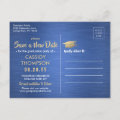 Graduation Change the Date Photo Blue Gold Update Announcement Postcard ...