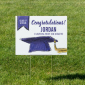 Graduation Class 20XX Congrats Blue Grad Cap Yard Sign | Zazzle