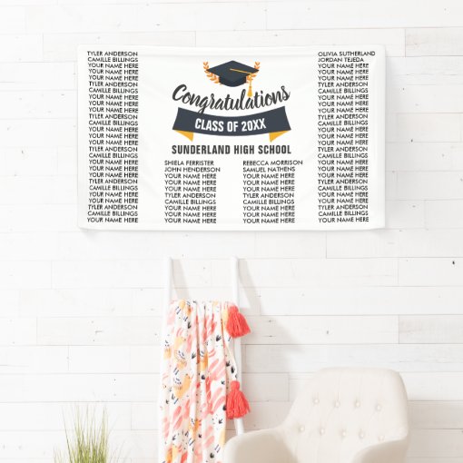 Graduation Class 20XX List of All Student Names Banner | Zazzle