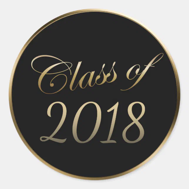 Graduation Class of 2018 Gold Border Classic Round Sticker | Zazzle