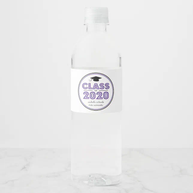 Graduation Class Of 2020 In Lights (Purple) Water Bottle Label | Zazzle