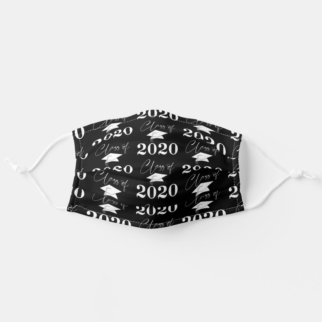 Graduation Class of 2020 Modern Typography Black Adult Cloth Face Mask ...