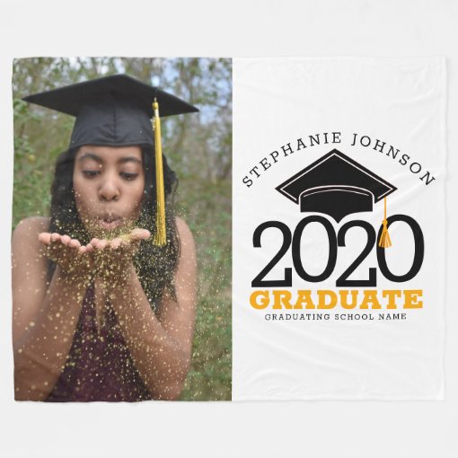 Graduation Class of 2020 Photo Name Custom Fleece Blanket | Zazzle