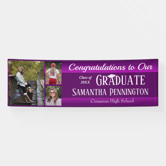 Graduation Class of 2022 Photo Collage Banner | Zazzle