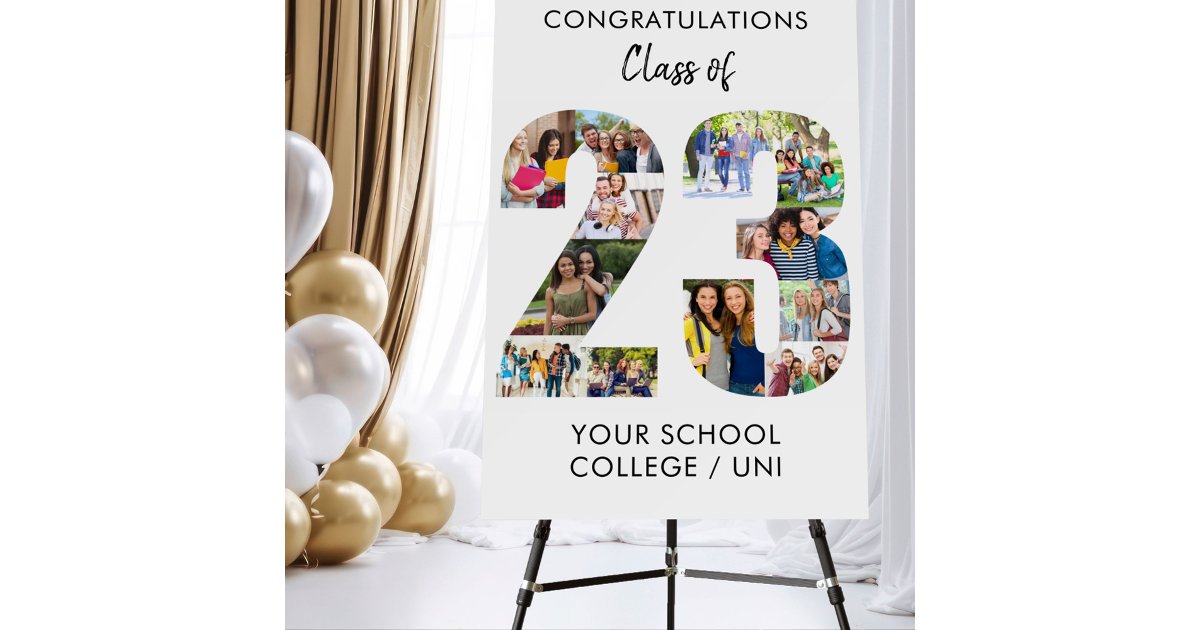 Graduation Class of 2023 Number 23 Photo Collage Foam Board | Zazzle